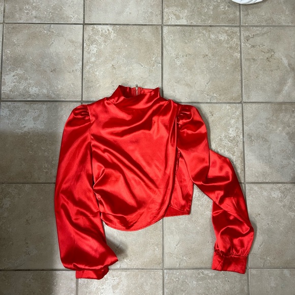 DO+BE | Tops | Satin Red High Neck | Poshmark